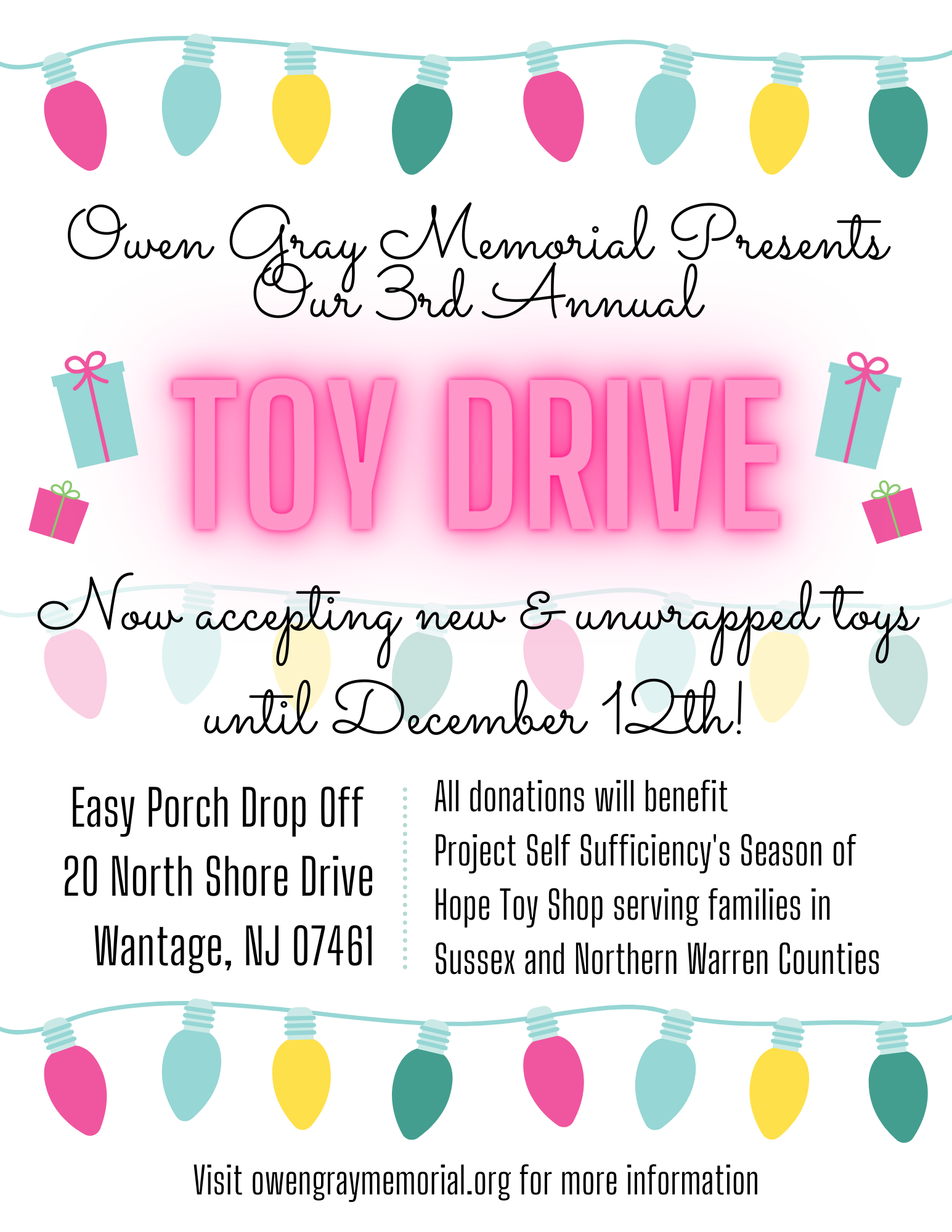 Our 3rd Annual Holiday Toy Drive! – Owen Gray Memorial
